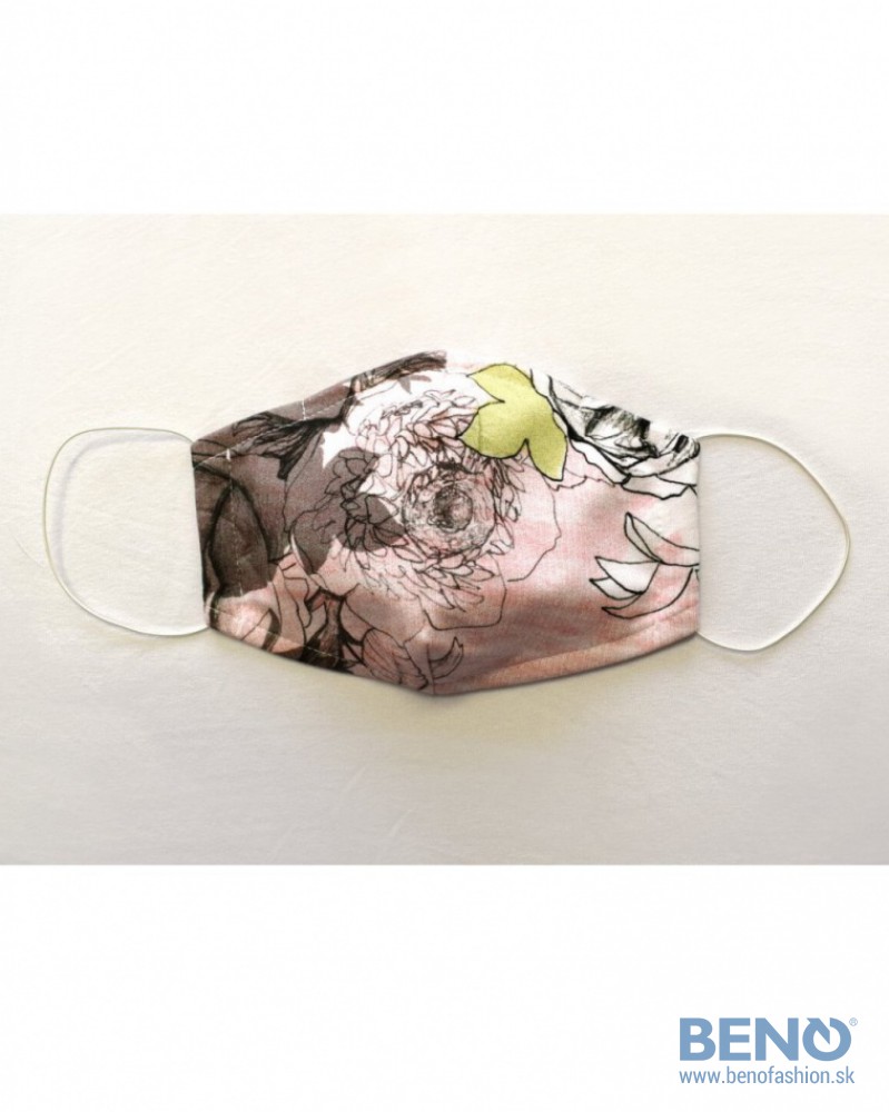 Rúško ochranné dámske Zjamal ružová vzor | BENOFASHION